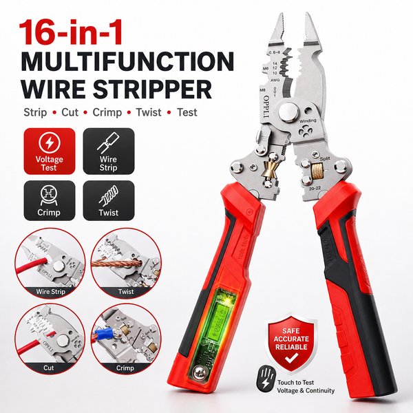 16-in-1 Rechargeable Wire Stripper & Electrical Pliers with Voltage Te ...